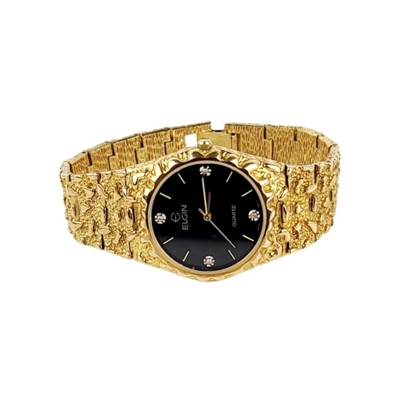 Accessories | Elgin Quartz Gold Diamond Watch | Poshmark